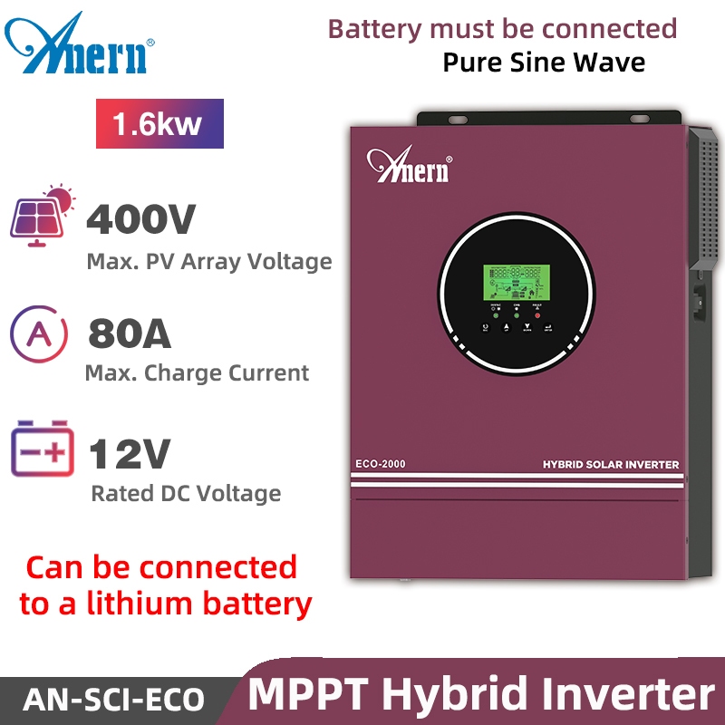 Anern 1600W 3000W 4200W 6200W Mppt Hybrid Inverter Off Grid Tie Pure ...