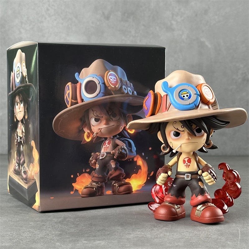 15cm One Piece Anime Figure Portgas D Ace GK Ultrablue Cowboy Ace ...