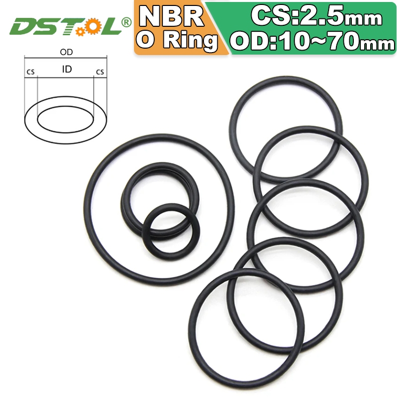 Black Nitrile Rubber O-Rings CS2.5mm OD10mm~70mm Oil and Wear Oring ...