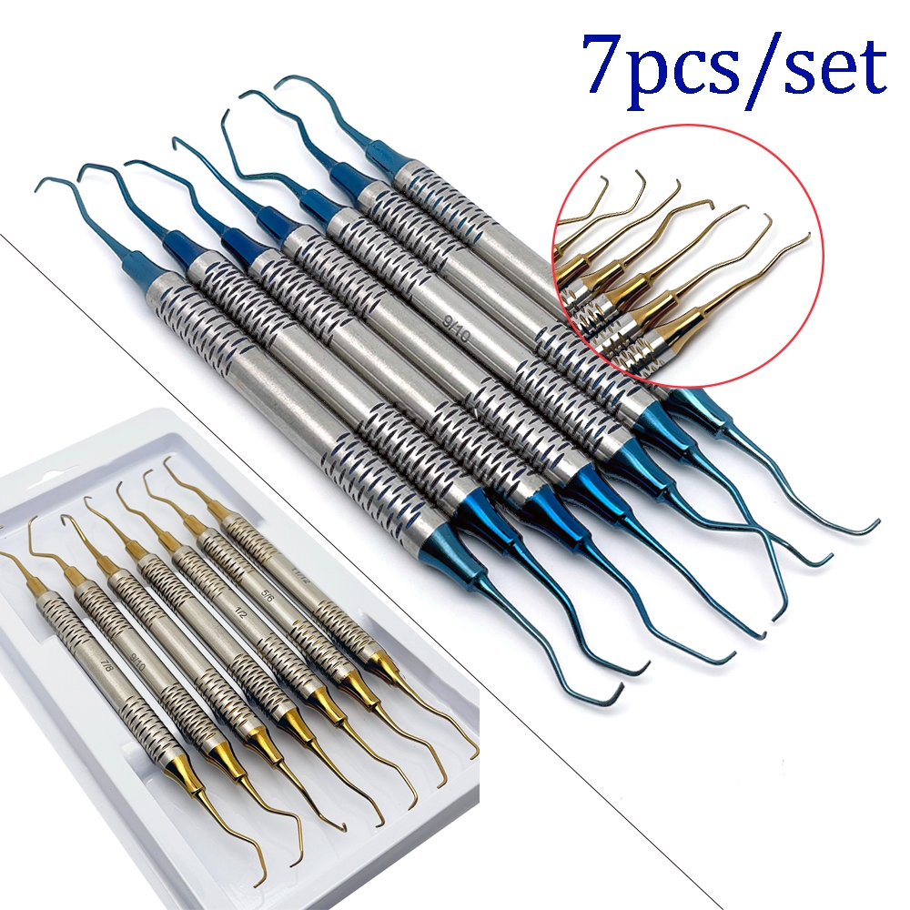 7 Pcs Dental Teeth Scaler Cleaning Periodontal Gracey Curette Curettes ...