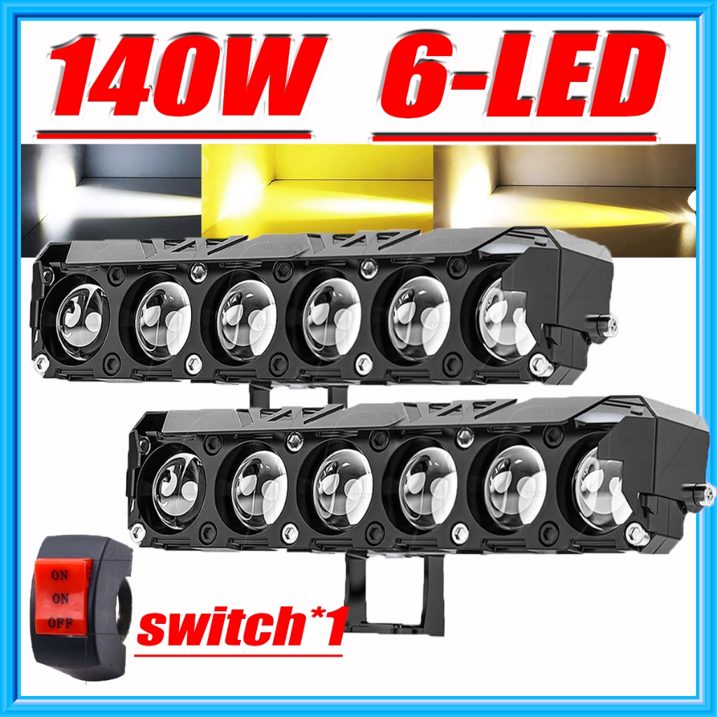 (With Switch)12V-80V Car 6LED Light Bar 18W DRL Work Lights Spotlight ...