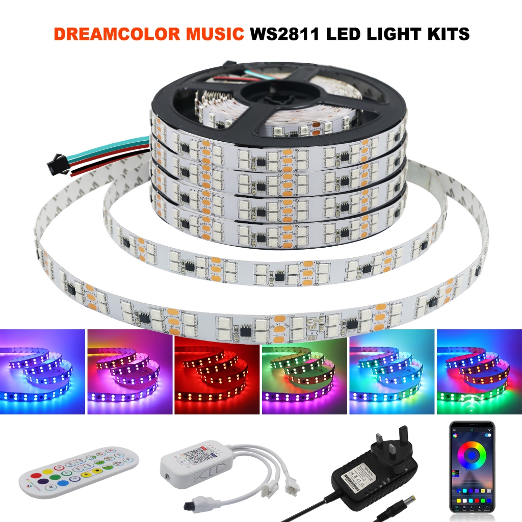 WS2811 120 Pixels/leds/M 5050 RGB LED Strip WS2812 Individually Addressable Tape Light DC12V ...
