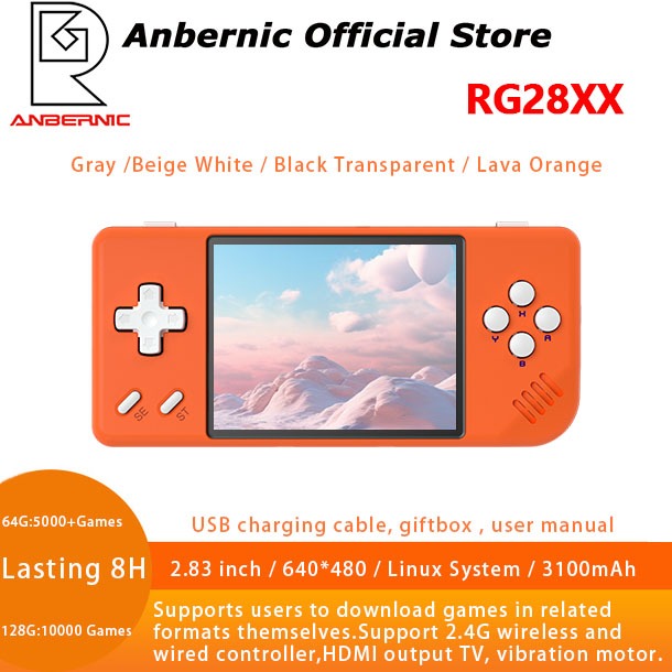 ANBERNIC RG28XX retro handheld console 2.83 inch screen Linux system ...