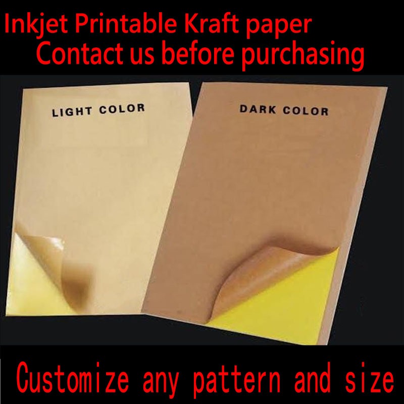(100pcs)K&E PRINTABLE Brown Kraft Sticker Paper A4 Self Adhesive Inkjet ...