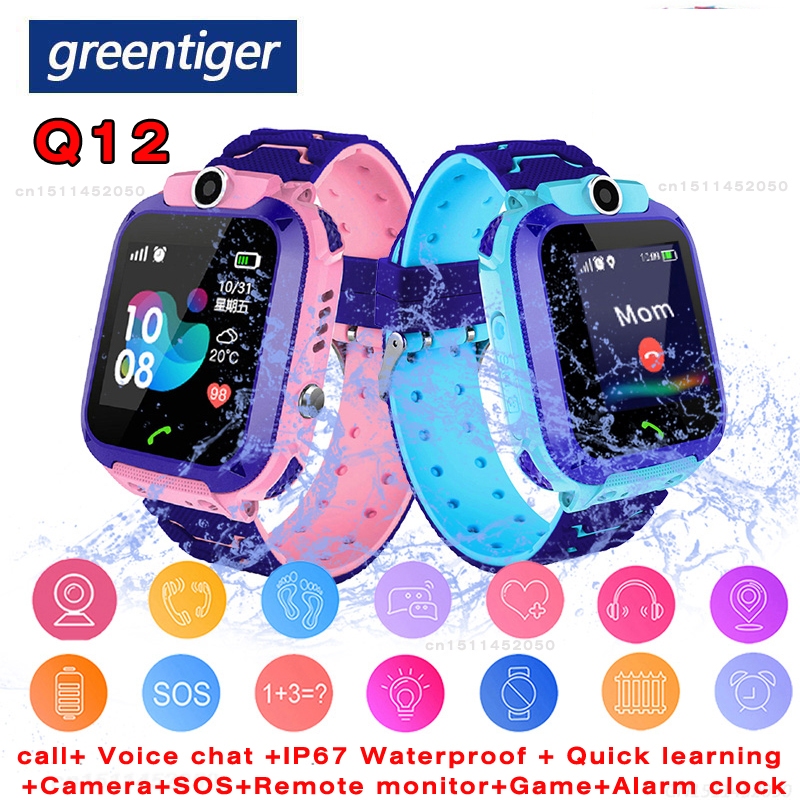 Q12 Kids Smart WatchOS 2G Sim Card Voice Chat ip67 Waterproof Phone ...