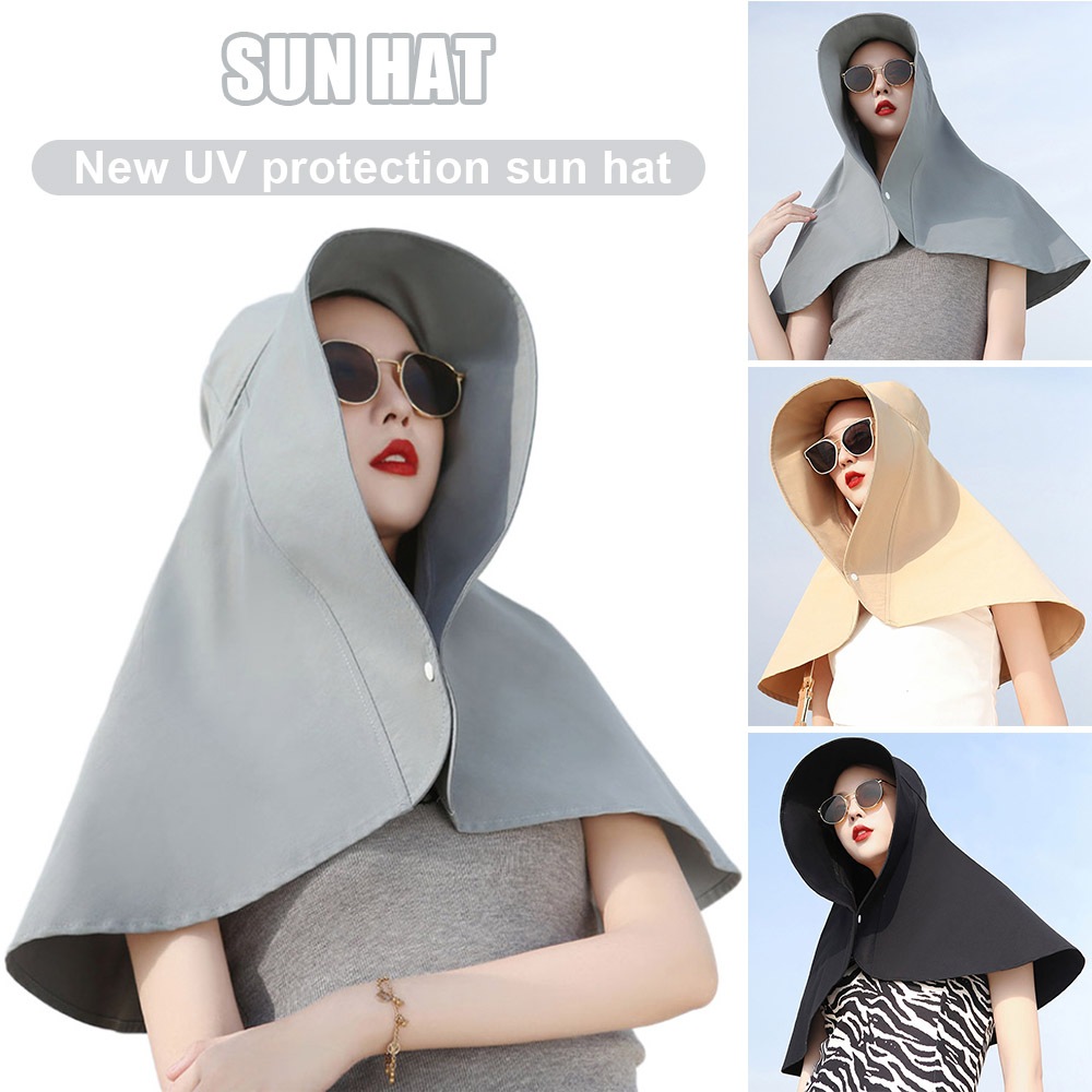 New 2024 Summer Sun Hat Women's Anti-UV Sun Hat Neck Protector Scarf ...