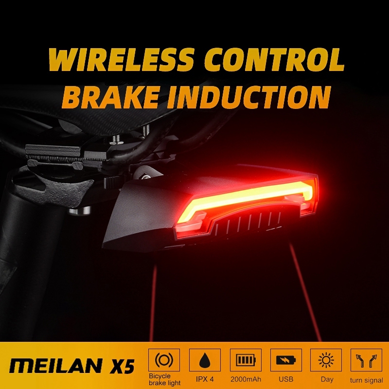 Meilan X5 Wireless Bike Brake Light Version Flash Safety Rear Turn ...