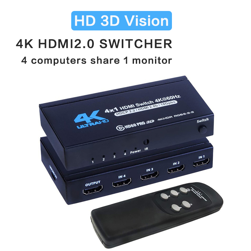 HDMI 4K Switcher | 3/4/5/7Port 4K60Hz HD HDMI 2.0 Screen Signal Splitter Switcher Multi-Computer ...