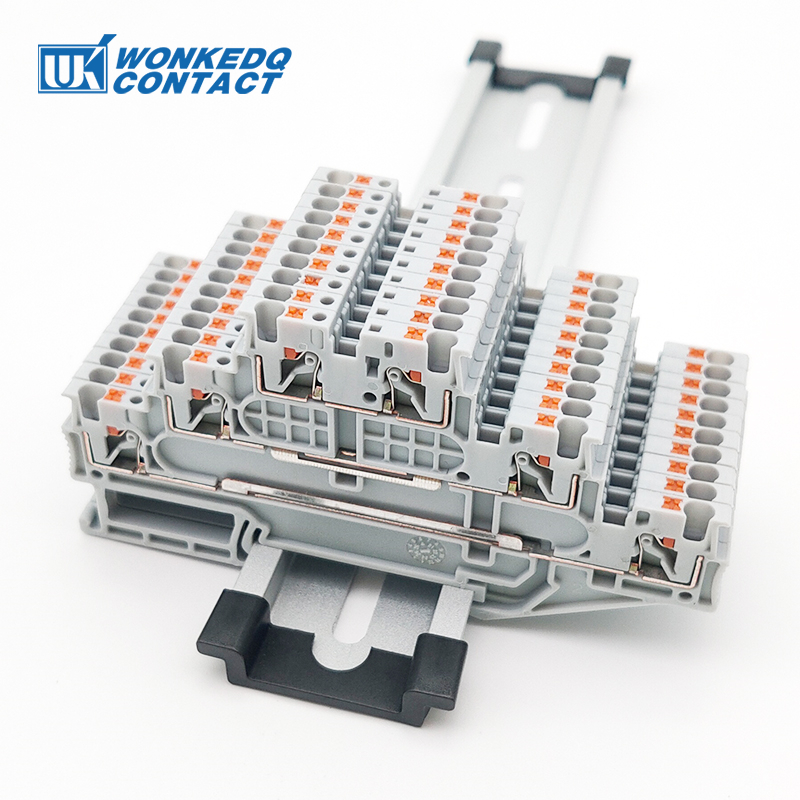 PT1.5/S-3L Push-in Triple Layer Din Rail Terminal Block 1.5mm² 26-16 AWG Thin 3 Levels ...