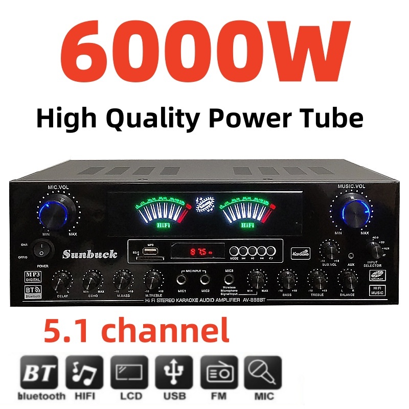 YYDS 7000W bluetooth 5.1 Channel Audio Video Power Amplifier Subwoofer ...