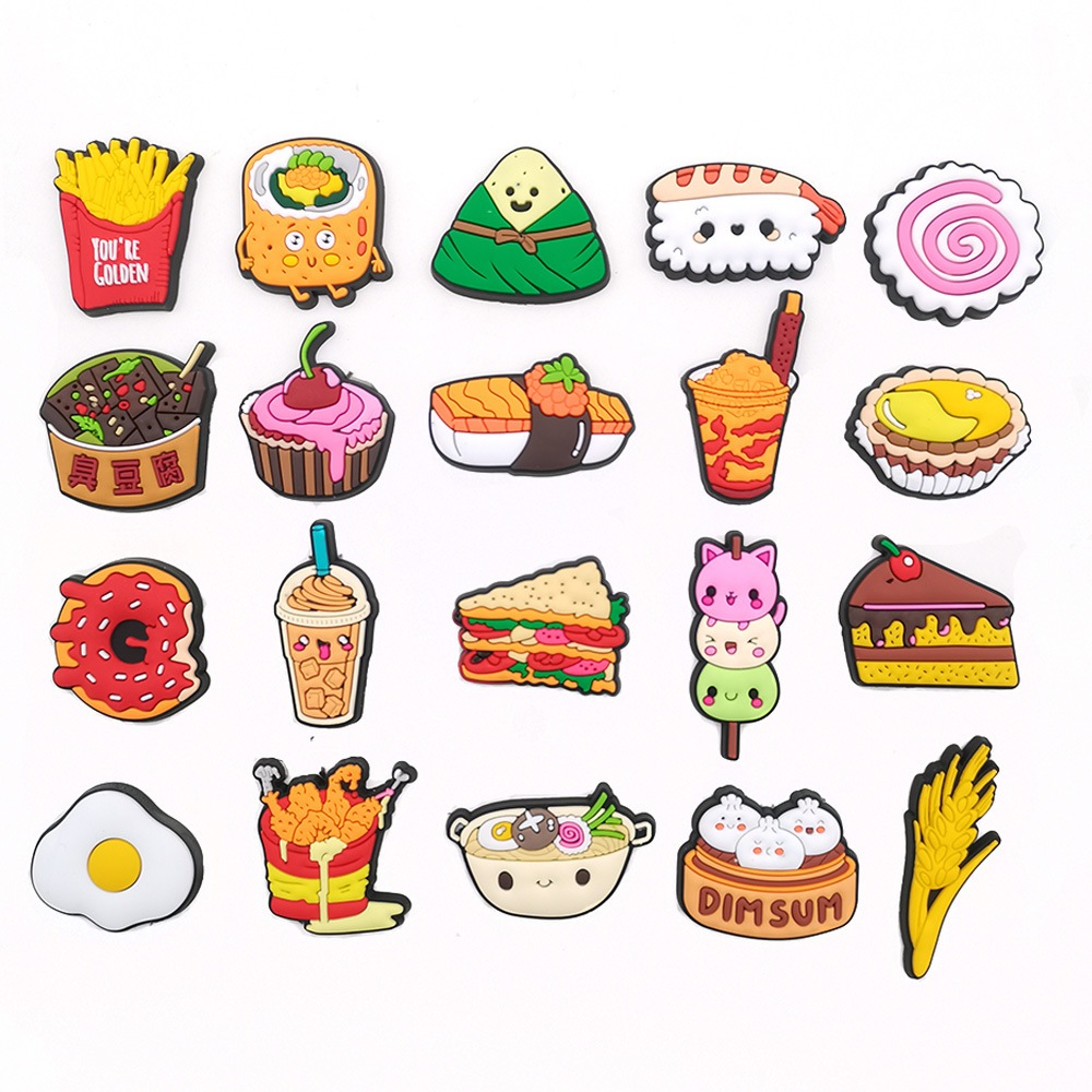 New Cartoon Cute Food Series Theme Shoe Charms For Crocs Bubble Slides ...