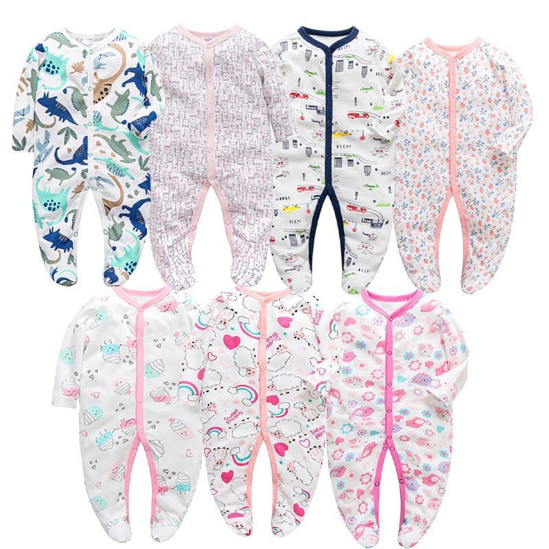 Newborn Baby Clothes Footed Pajamas Cotton Unisex Snap-Up Baby Sleepers ...