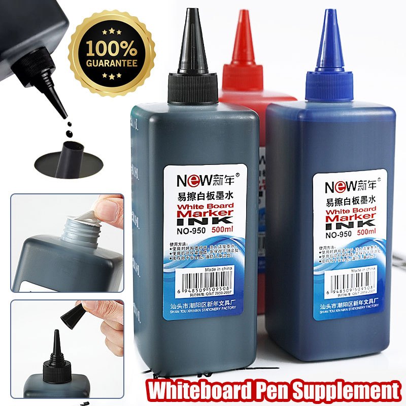 Whiteboard Marker Refill Ink 500ml 白板笔濹水 Erasable Refill Ink Bottle Kit ...