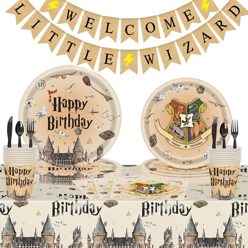 Harry Potter Birthday Party Dinner Plate Napkin Cup Spoons Forks ...