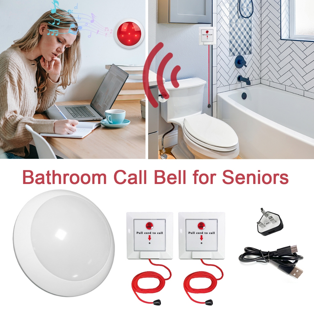Disabled Person Toilet Alarm Bathroom Notice Kit SOS Button Emergency ...