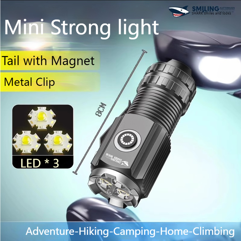 Smiling Shark SD7161 Mini Torch Light Led*3 Super Bright Torchlight USB ...