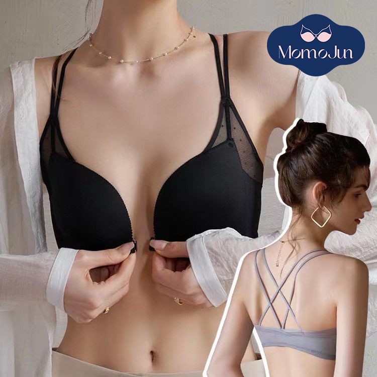 Momo Front Buckle Small Breast Push-Up Women's Underwear Sexy Seamless Anti-Sagging Frameless ...