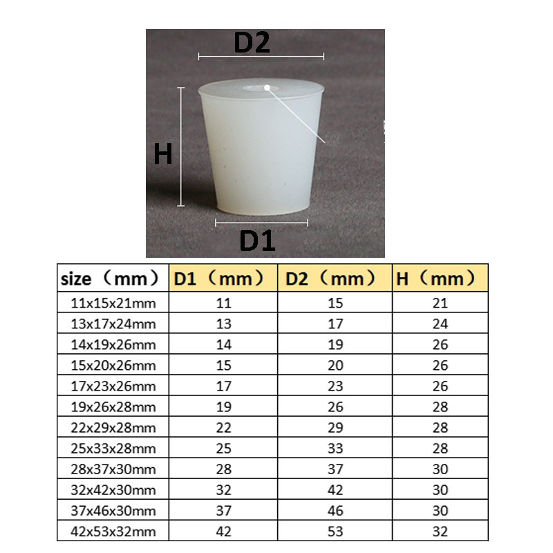 1Pc Conical Silicone Stopper With Hole Laboratory Test Tube Stoppers ...