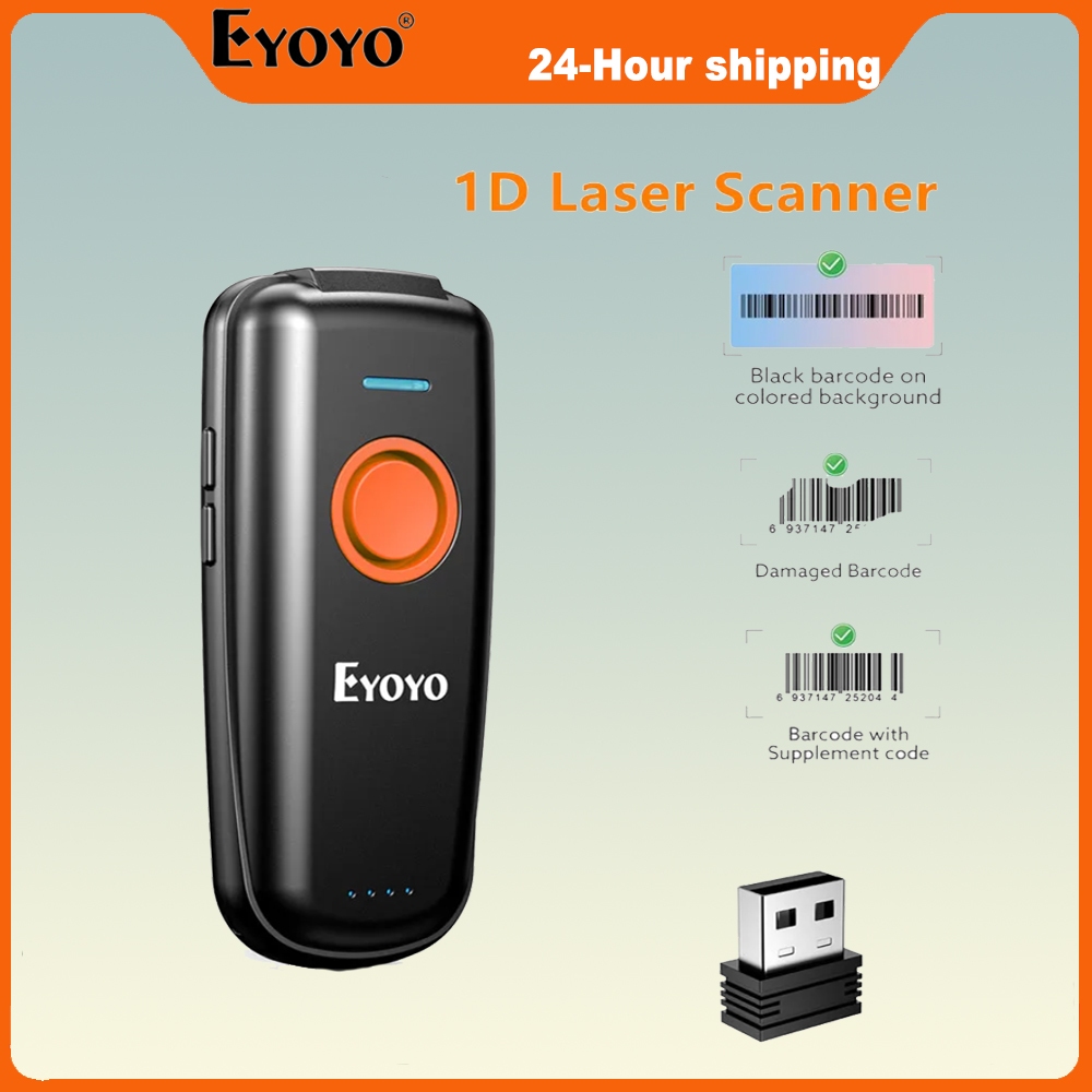 EYOYO Mini 1D Wireless Barcode Scanner Portable 3-in-1 Bluetooth & 2.4G ...