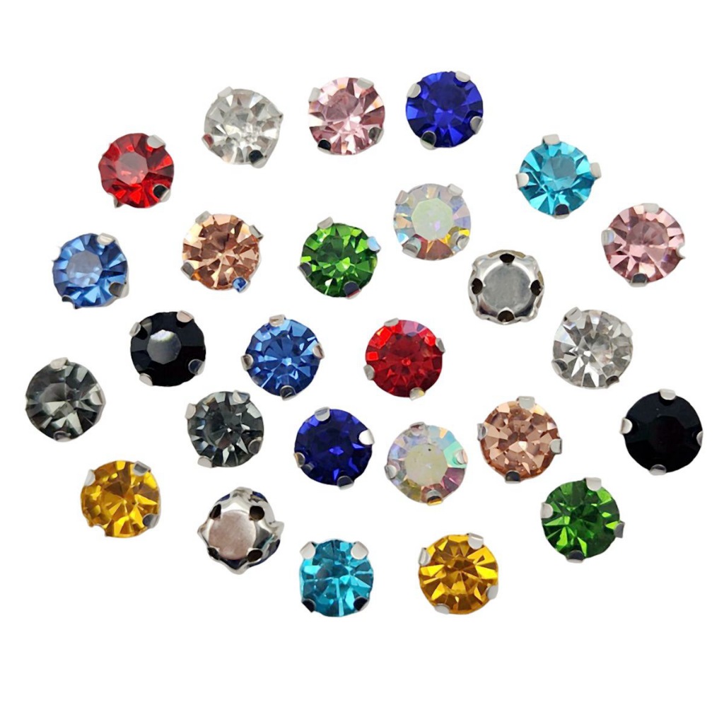 Round Shape Glass Rhinestones With Claw Sew On Crystal Stone Strass ...