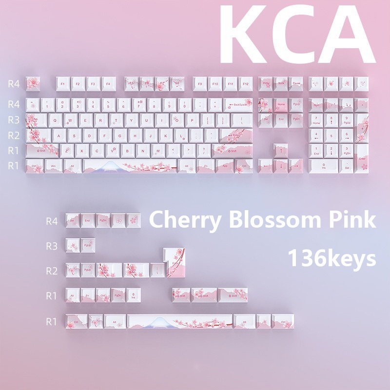 -LW- Cherry Blossom Pink PBT Keycaps KCA Profile Mechanical Keyboard ...
