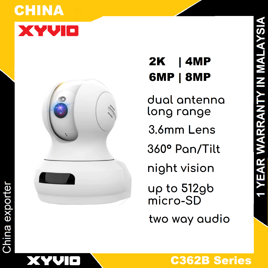 XYVIO C362B 2K | 4MP 2K | 6MP | 8MP 4K 360° Pan/Tilt 3.6mm lens ...