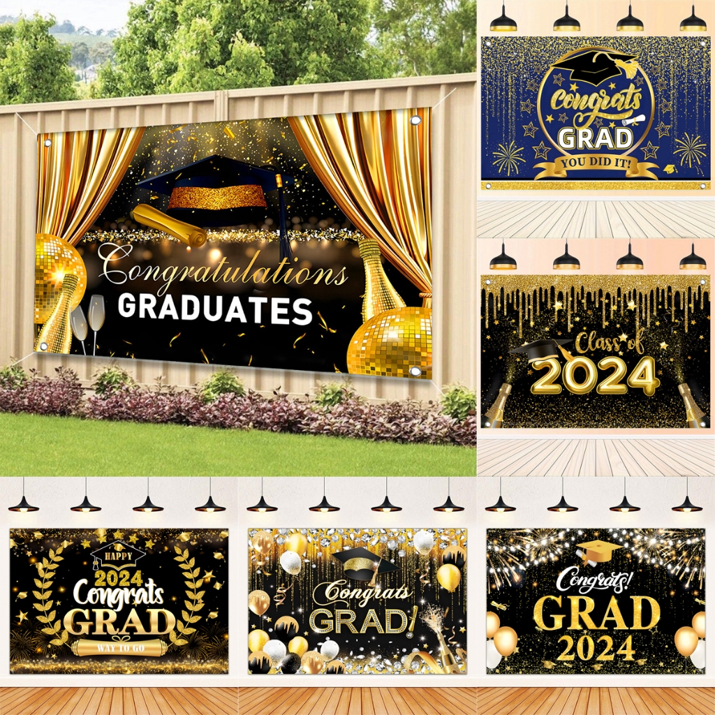 1*1.5M Congratulations 2024 Happy Graduation Backdrop Party Decoration ...