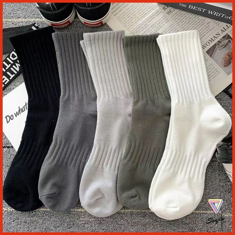 [READY STOCK]high elastic socks men solid color basketball socks ...