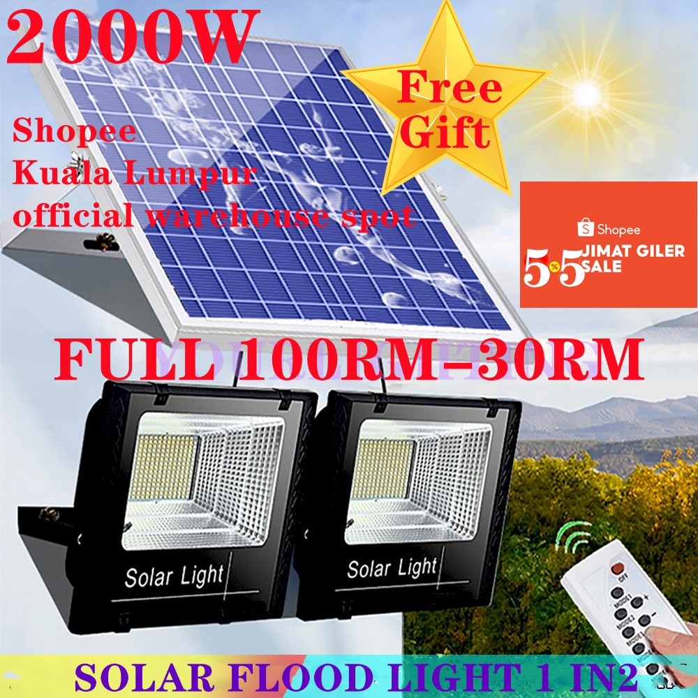 solar light outdoor lighting 2000W lampu solar IP67 waterproof lampu ...