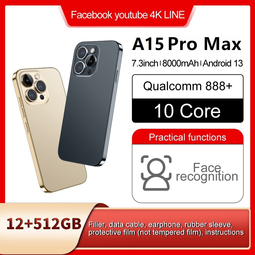 High Quality A15 PRO MAX 5G Smartphone 7.3inch Full Screen Memory 12GB ...