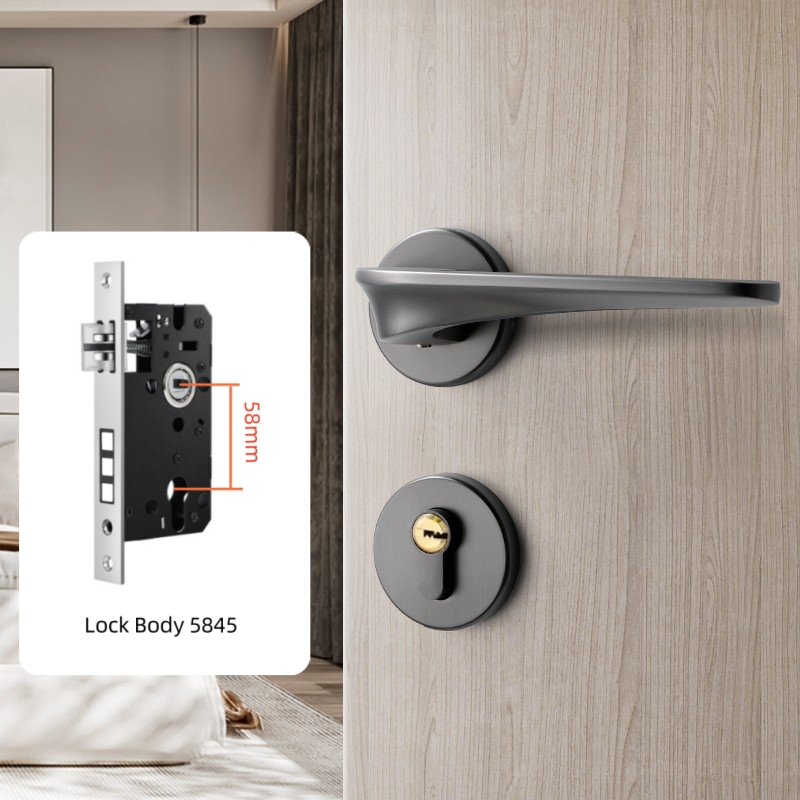 tombol pintu Door Handle With Lock Kitchen bilik rumah Bedroom Bathroom ...