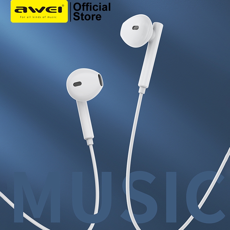 Awei PC-1T Type-c Plug Wired Earphone With Mic Stereo Half-In-Ear ...