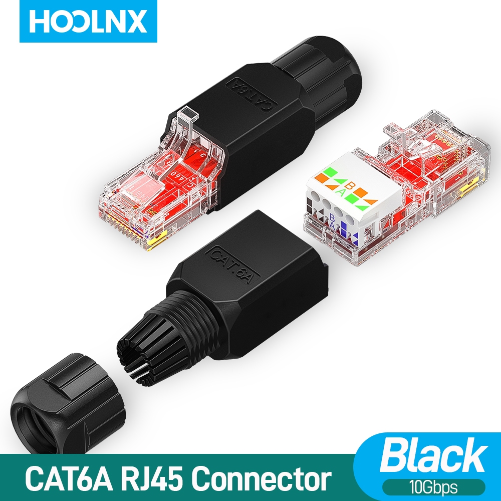 Hoolnx Tool Free RJ45 Connector, Tool Less UTP CAT6 CAT6A Field ...