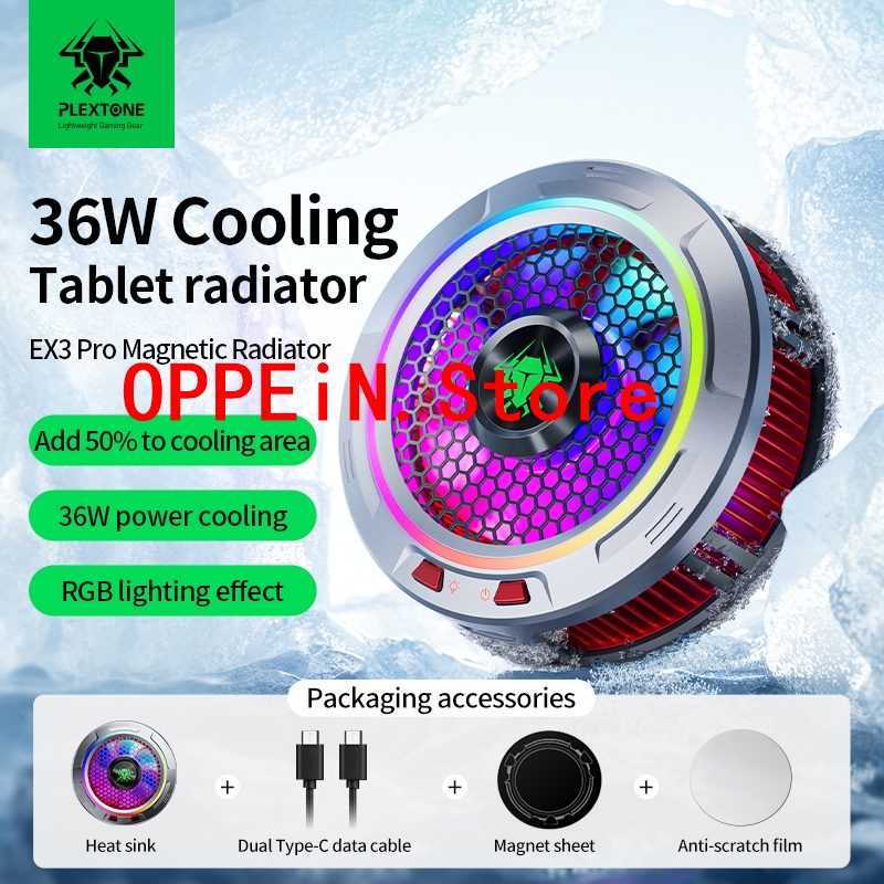 PLEXTONE EX3 Pro Tablets Gaming Radiator Cooling Fan 36W Overclocking Cooling LED Light For ...