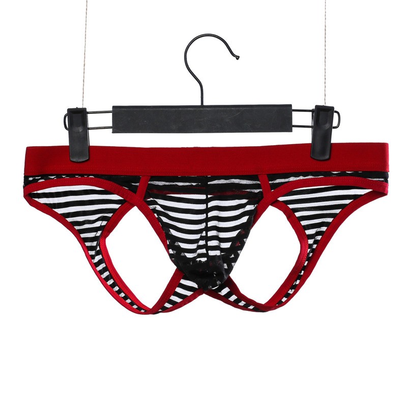 Man Mesh Ice Silk Striped Briefs Men Backless Underwear Bulge Male ...