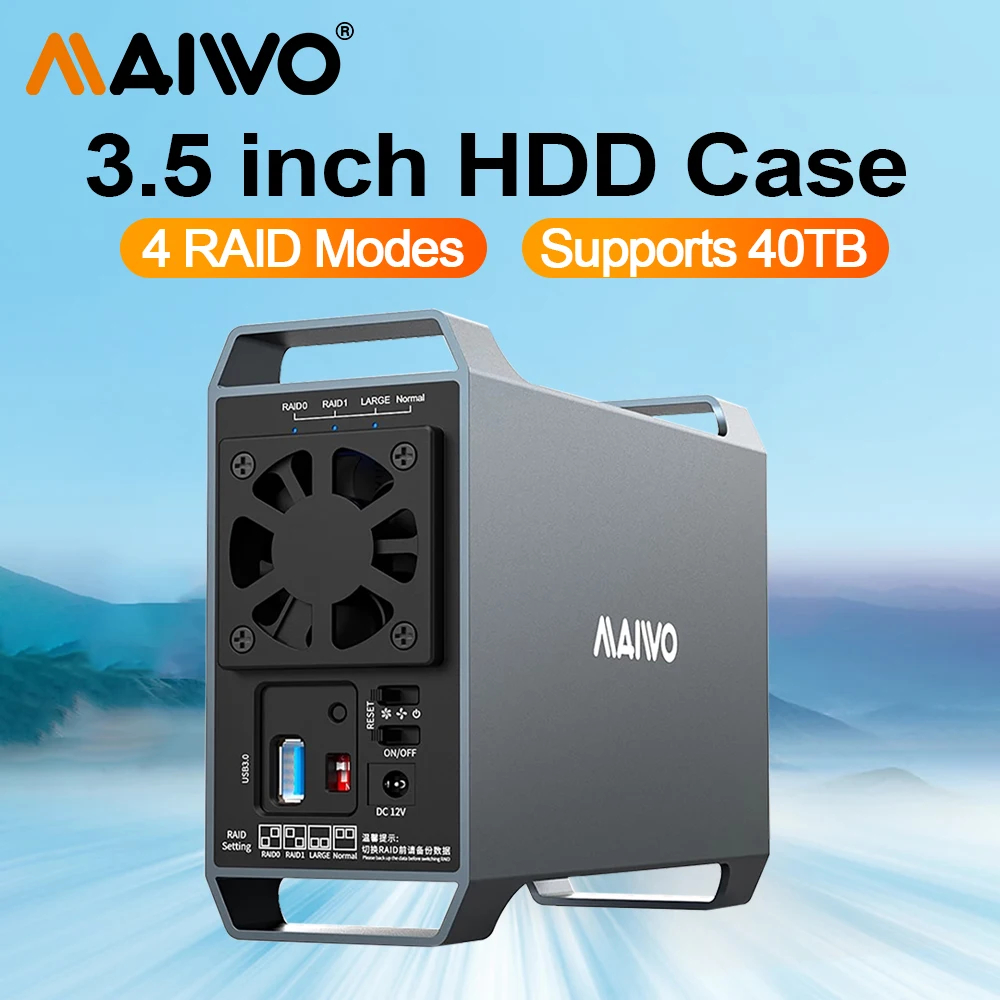 MAIWO Dual Bay External Hard Drive Enclosure RAID Array Box SATA To USB ...