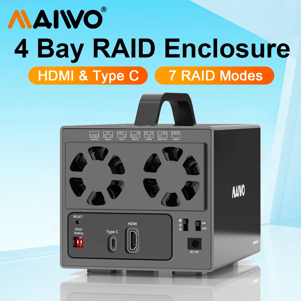 MAIWO 4 Bay RAID External Hard Drive Enclosure with HDMI Port 3.5 ...