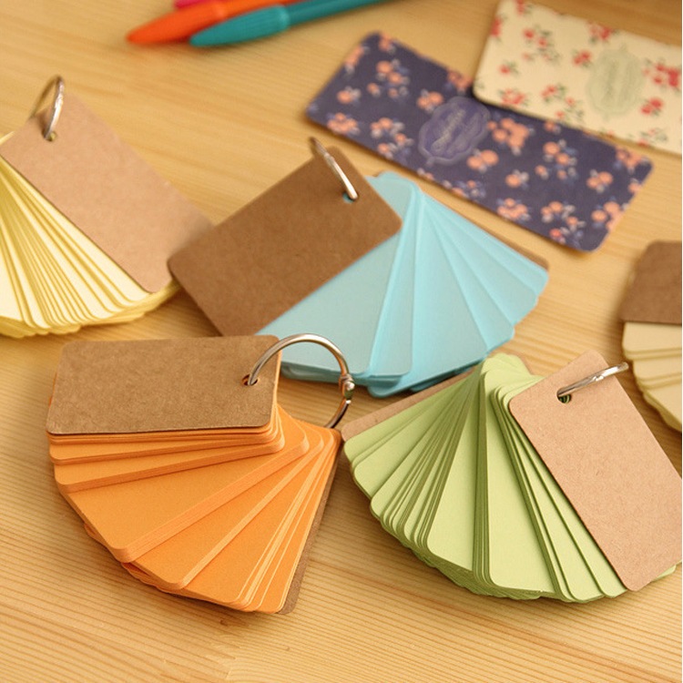Portable Colourful Plain Hard Cover Memo Cards Metal Ring Blank ...
