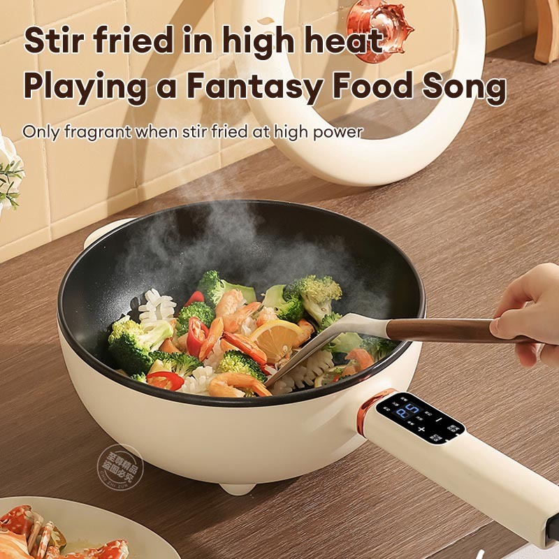 【With Steamer】Electric Frying Pan 4.5L Household Frying Pan Deep Fryer ...