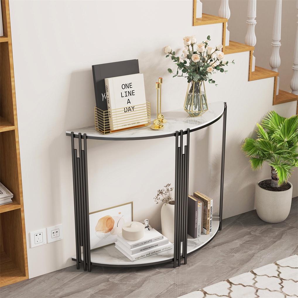 Modern Chic Semi-Circle Console Hallway Table with Storage Sofa Table ...
