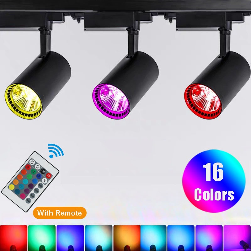 Remote LED Track Spotlight RGBW Changeable 3W 6W 12W 20W 30W KTV Gym ...