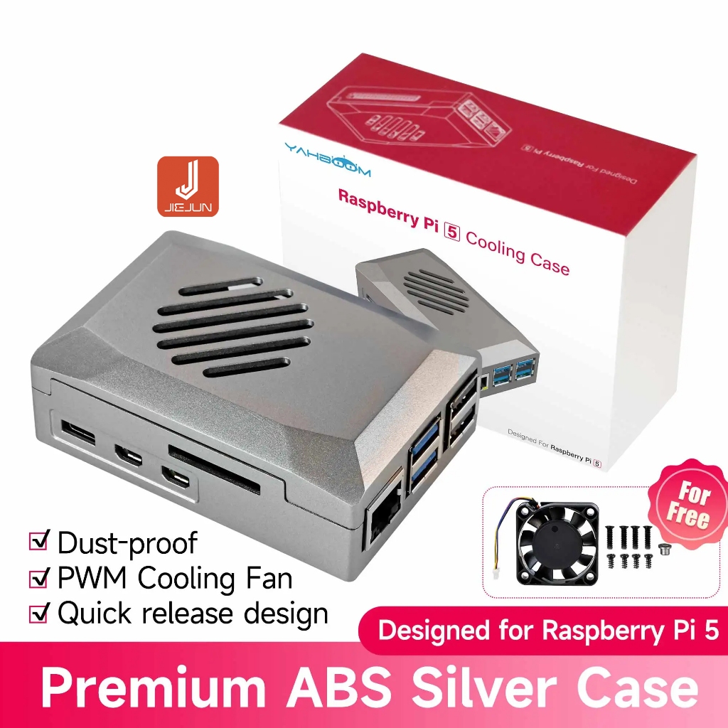 Raspberry PI 5 generation Pi5 shell ABS protection box PWM cooling fan imitation aluminum alloy ...