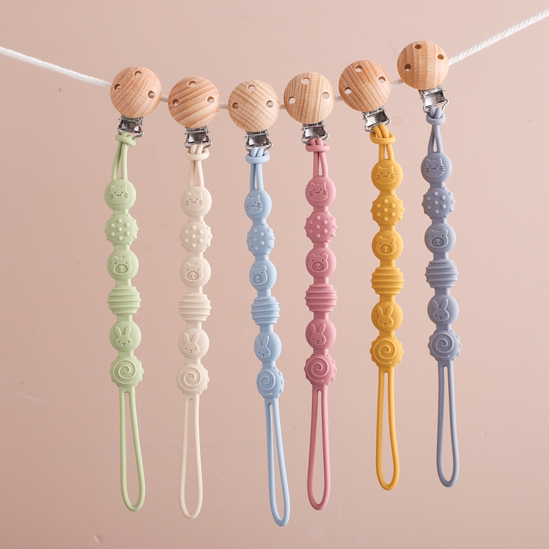 Baby Silicone Chain Pacifier Anti-Drop Mini Animal Chain Silicone ...