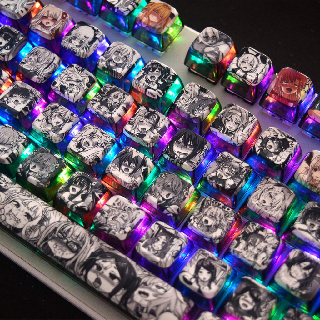135 Style Keys Set Ahegao Keycap PBT Sublimation Japanese Anime Keycap ...
