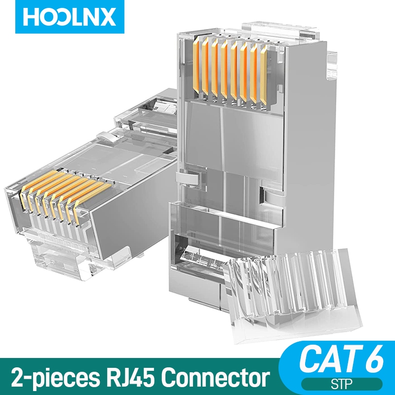 HOOLNX 2 Piece CAT6 STP RJ45 Connector, Ethernet End, Modular Plug ...