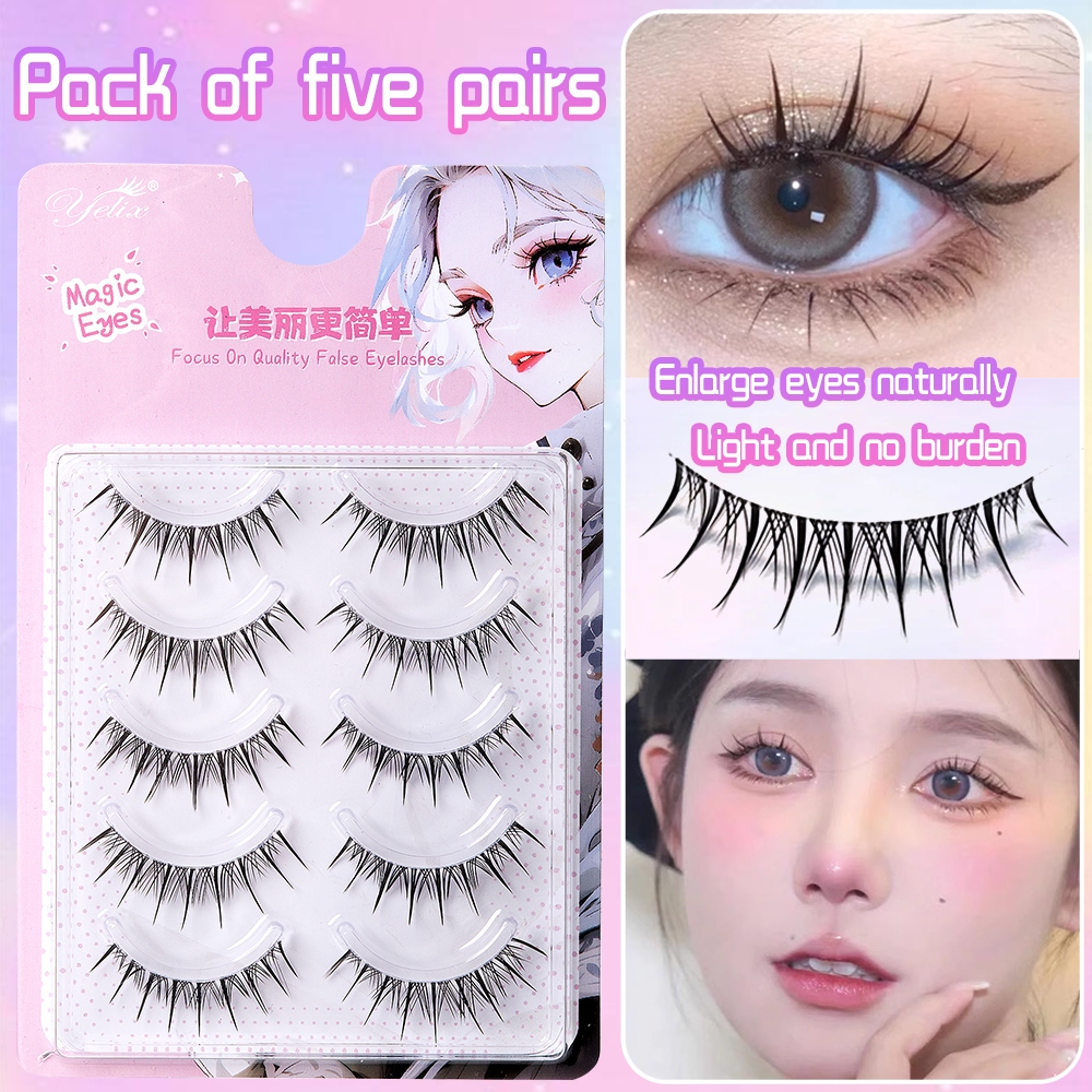 Yelix Manga Lashes Natural Look Anime False Eyelashes Reusable Strip ...