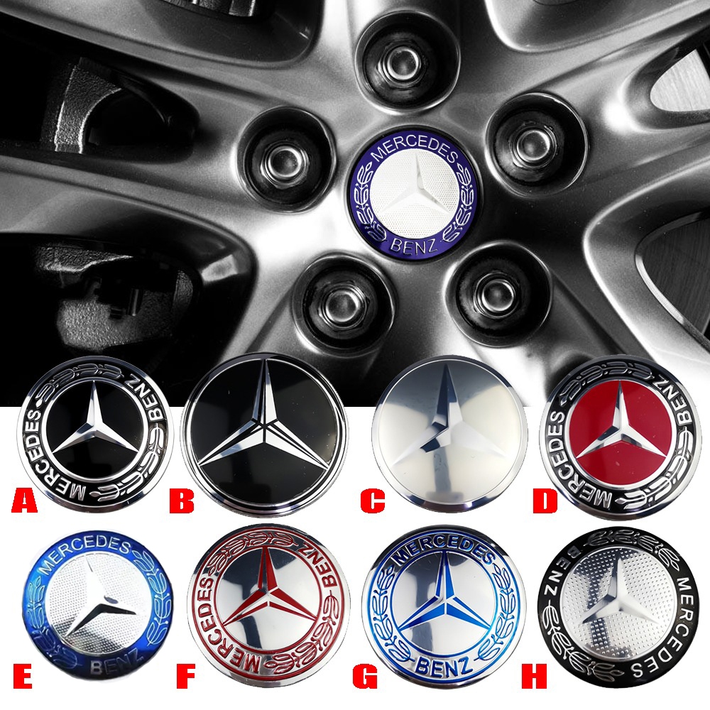 4 PCS 56mm hub center symbols for Mercedes Benz W203, W204, W205, W209 ...
