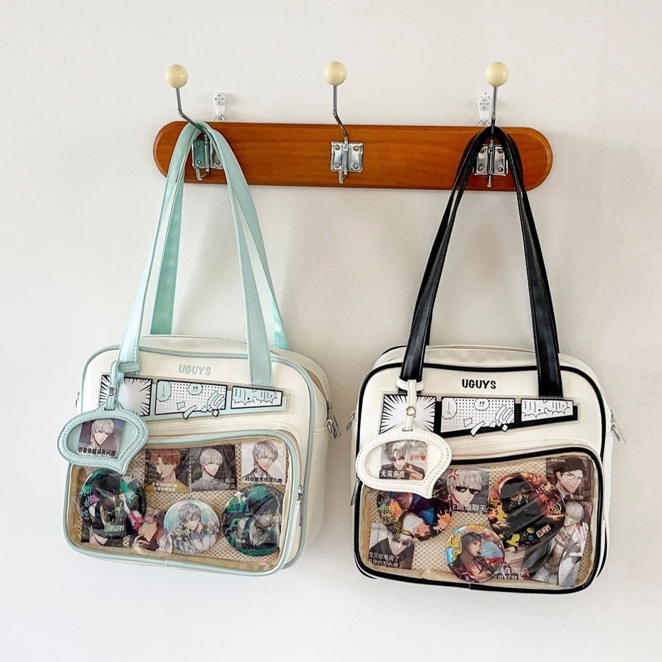 Kawaii Comics Color-block Ita Bag Stylish Japanese style Clear Shoulder ...