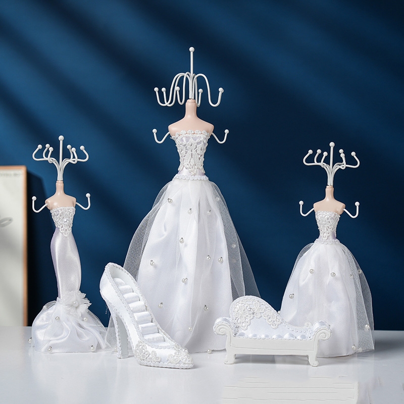 White Jewelry Display Stand Necklace Earring Holder Mannequin Princess ...