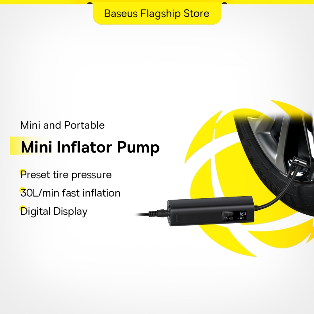 Baseus DC 12V Super Mini digital display Inflator Pump Maximum pressure ...